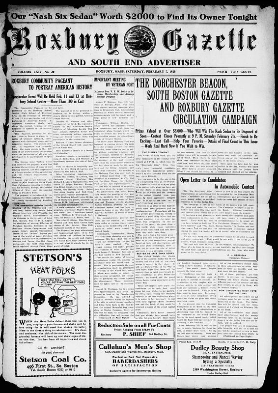 Roxbury Gazette and South End Advertiser, February 07, 1925 - Digital ...