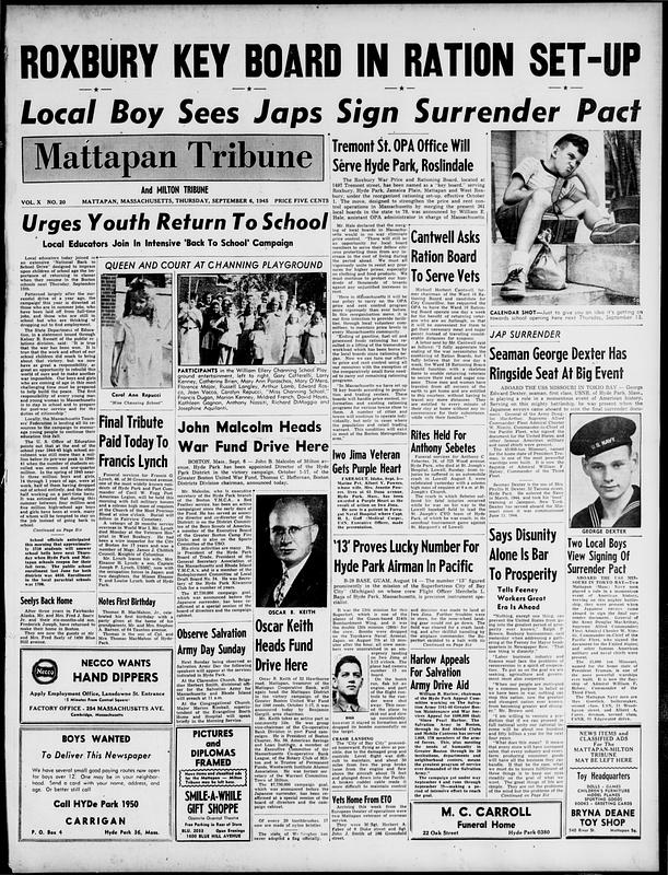 Mattapan Tribune. September 06, 1945 - Digital Commonwealth