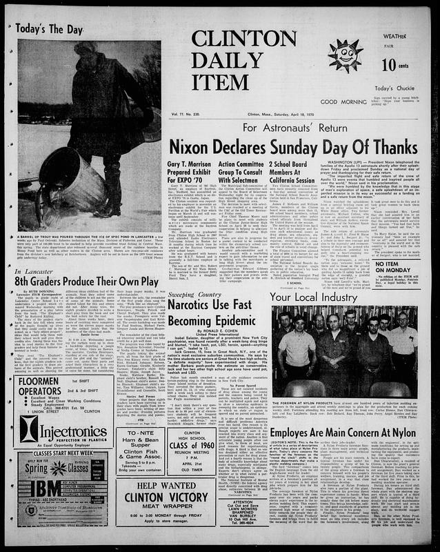 Clinton Daily Item. April 18, 1970 - Digital Commonwealth