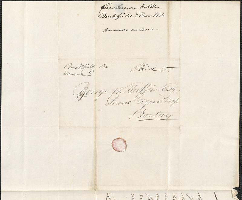Cushman and Allen to George Coffin, 2 March 1846 - Digital Commonwealth