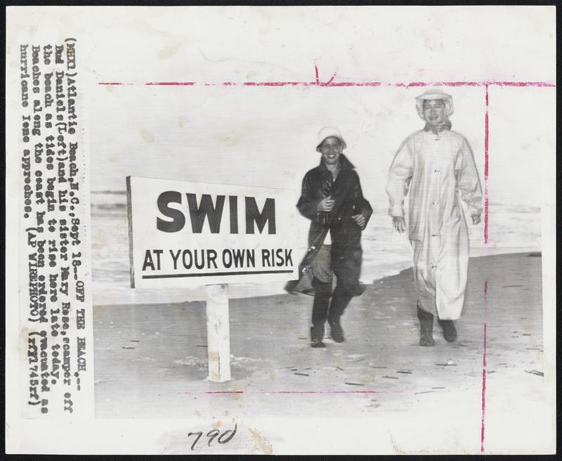 Off the Beach -- Bud Daniele (Left) and his sister Mary Rese, scamper ...