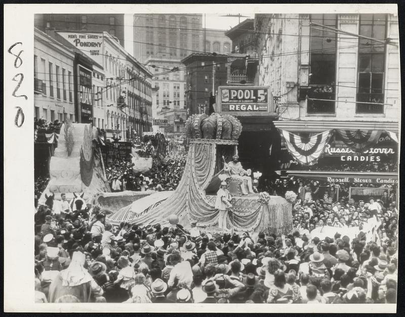 King "Rex" Leads Mardi Gras Parade through throngs of merry-makers in ...