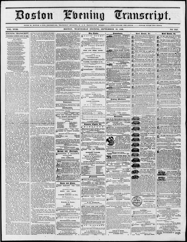Boston Evening Transcript. September 19, 1860 - Digital Commonwealth