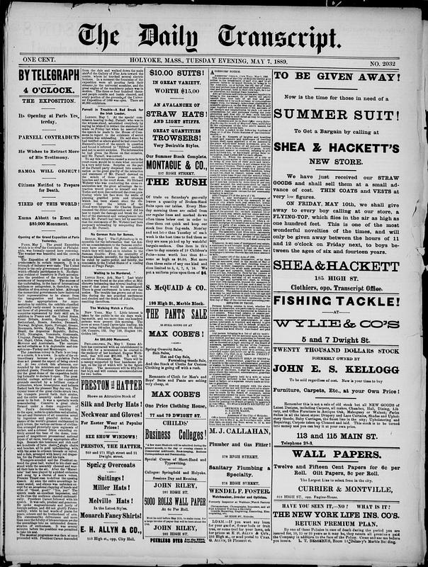 The Daily Transcript. May 07, 1889 - Digital Commonwealth