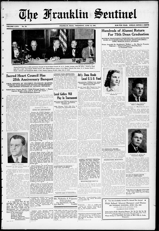 The Franklin Sentinel. June 12, 1941 - Digital Commonwealth