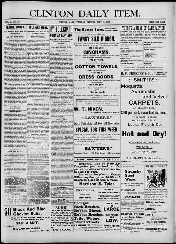 Clinton Daily Item. July 12, 1898 - Digital Commonwealth