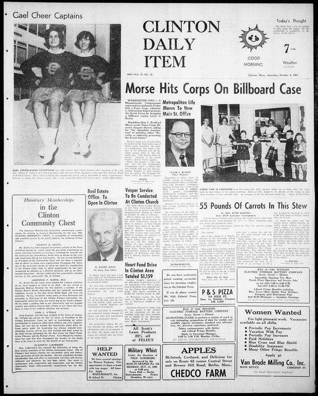 Clinton Daily Item. October 09, 1965 - Digital Commonwealth
