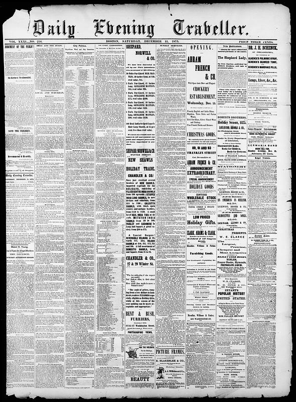 Daily Evening Traveller. December 11, 1875 - Digital Commonwealth