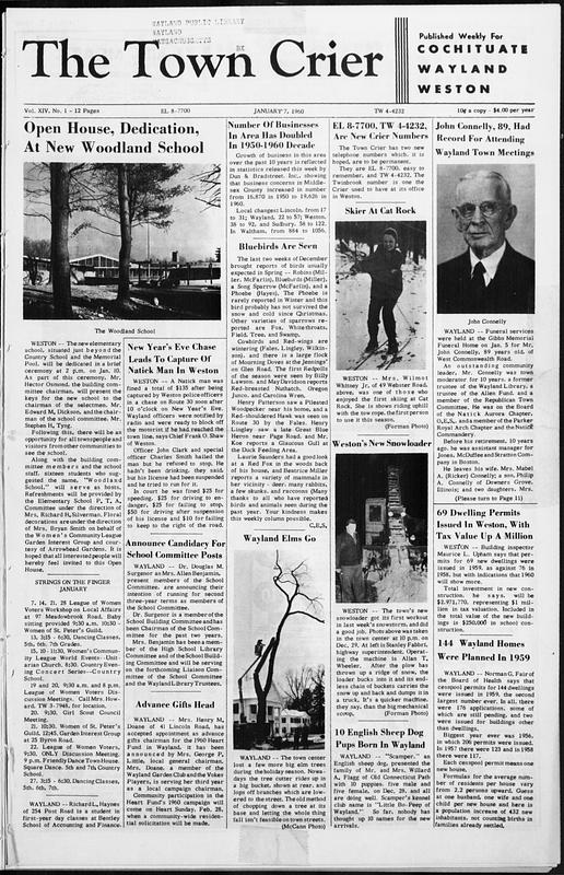 The Town Crier. January 07, 1960 - Digital Commonwealth