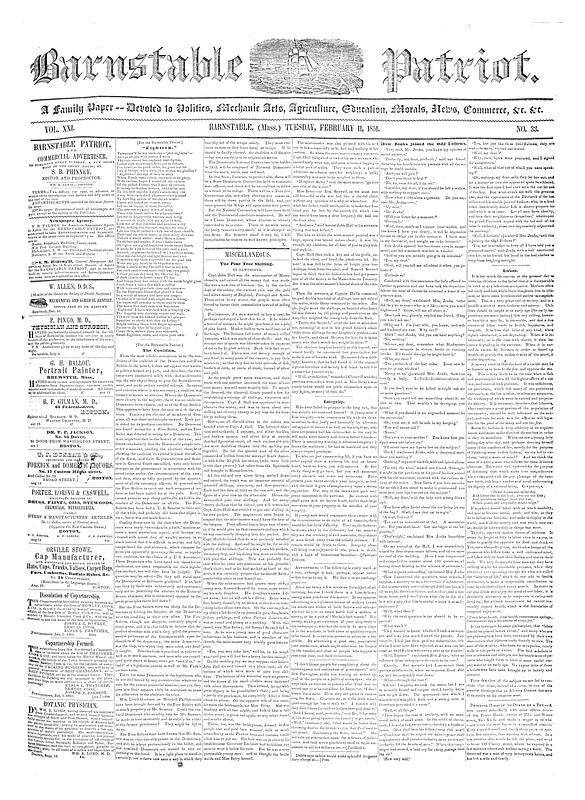 Barnstable Patriot. February 11, 1851 - Digital Commonwealth