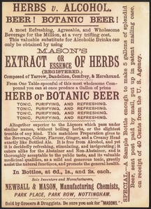 Mason's extract or essence of herbs for the immediate production of ...