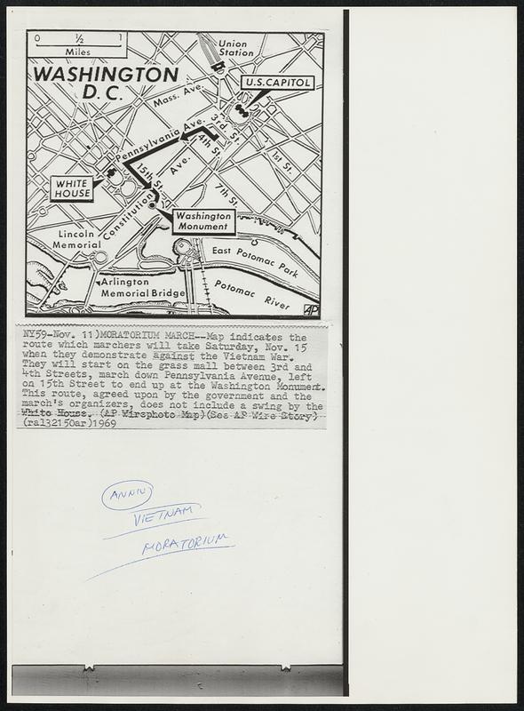 Moratorium March--Map indicates the route which marchers will take ...