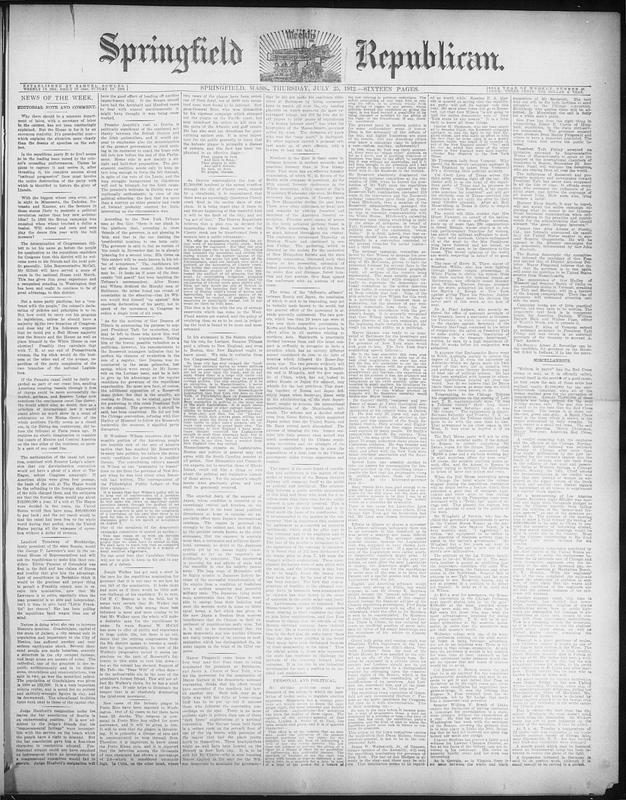 Springfield Weekly Republican. July 25, 1912 - Digital Commonwealth