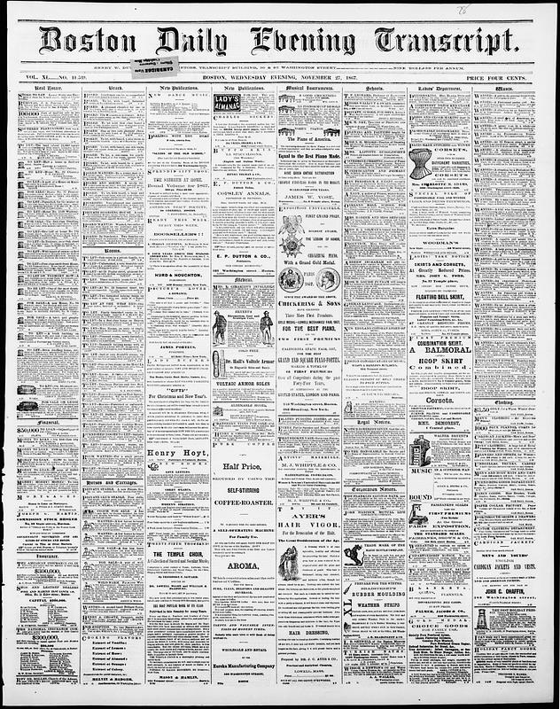 Boston Daily Evening Transcript. November 27, 1867 - Digital Commonwealth
