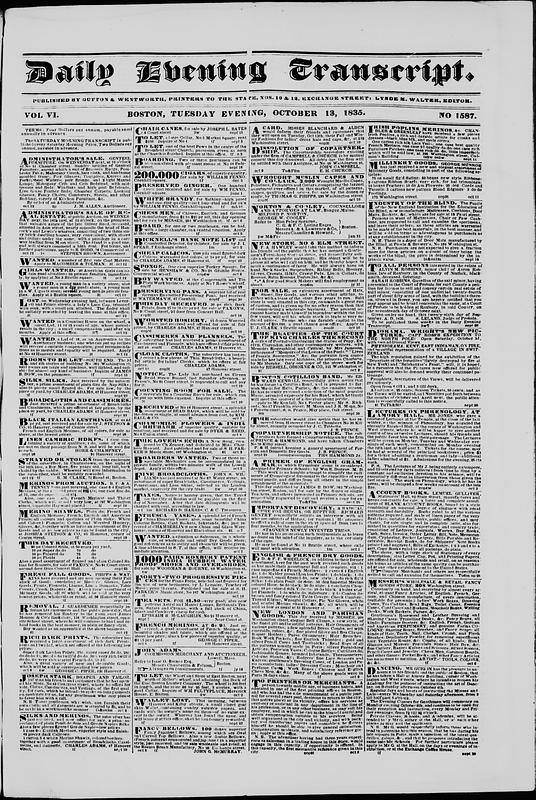 Daily Evening Transcript. October 13, 1835 - Digital Commonwealth