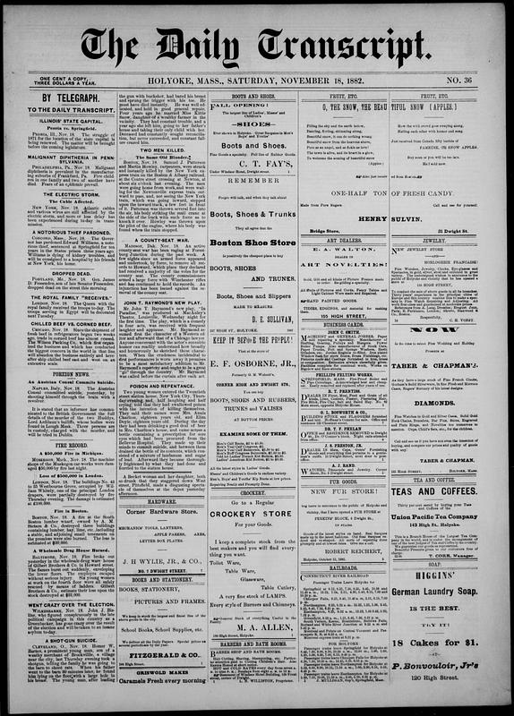 The Daily Transcript. November 18, 1882 - Digital Commonwealth