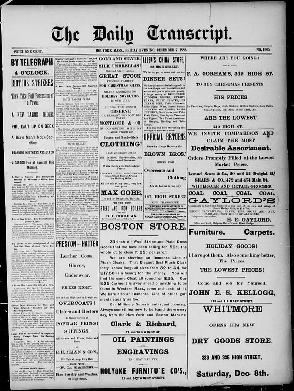 The Daily Transcript. December 07, 1888 - Digital Commonwealth