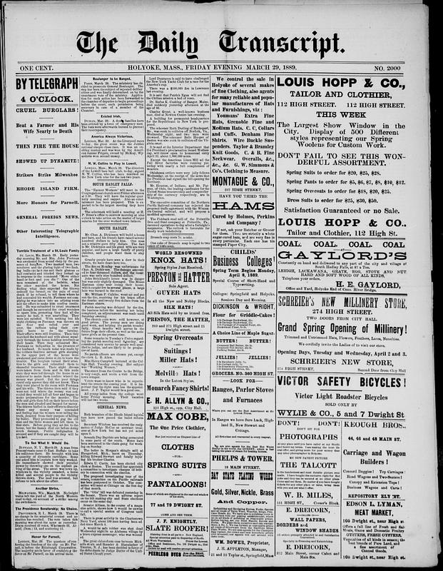 The Daily Transcript. March 29, 1889 - Digital Commonwealth