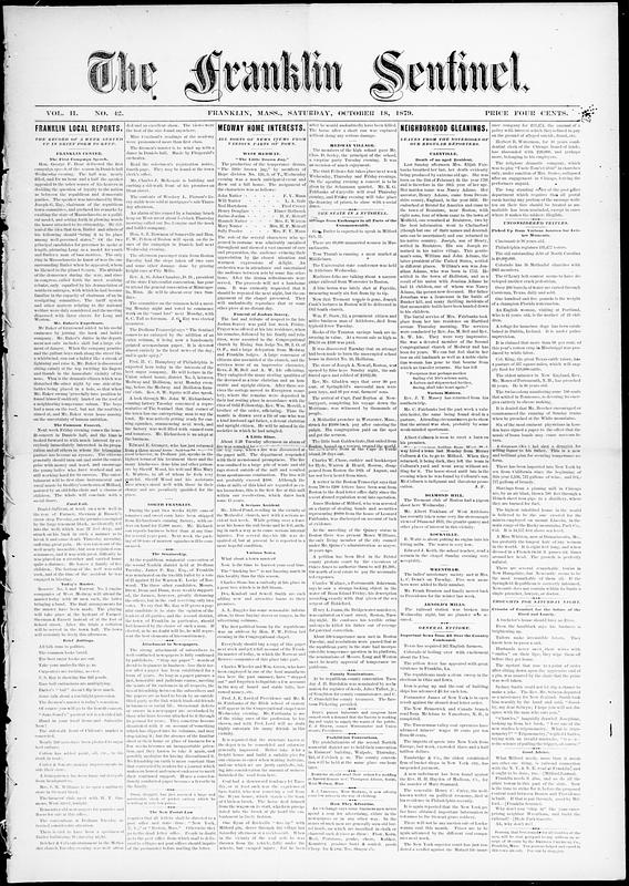 The Franklin Sentinel. October 18, 1879 - Digital Commonwealth