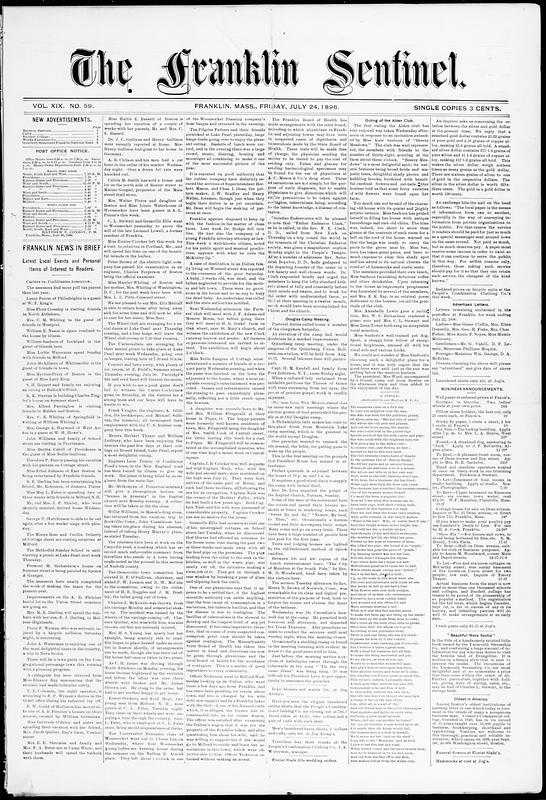 The Franklin Sentinel. July 24, 1896 - Digital Commonwealth
