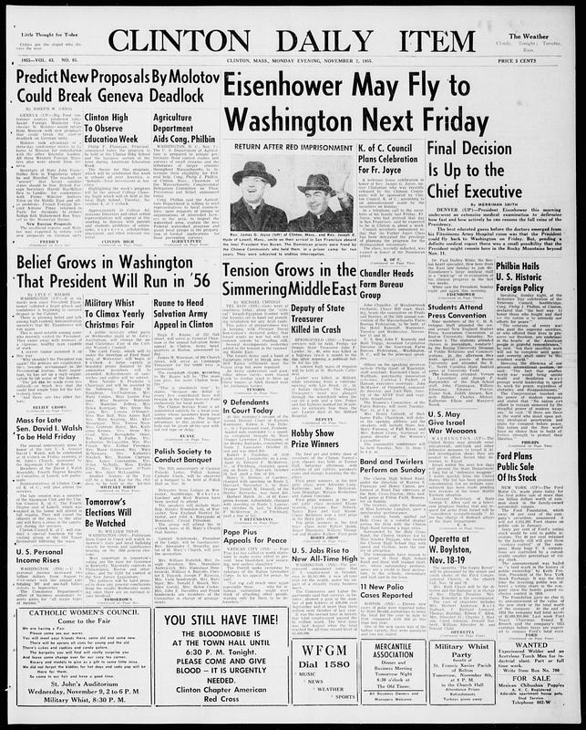 Clinton Daily Item. November 07, 1955 - Digital Commonwealth