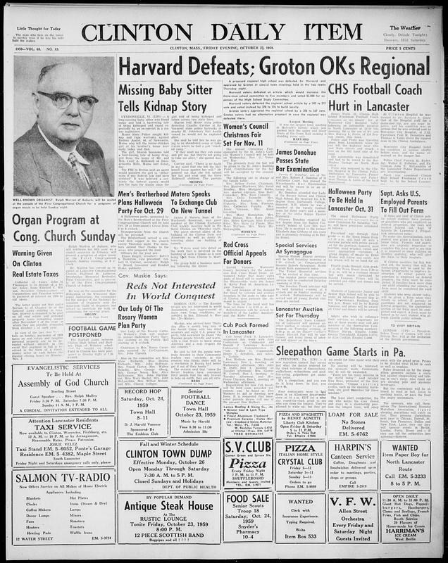 Clinton Daily Item. October 23, 1959 - Digital Commonwealth