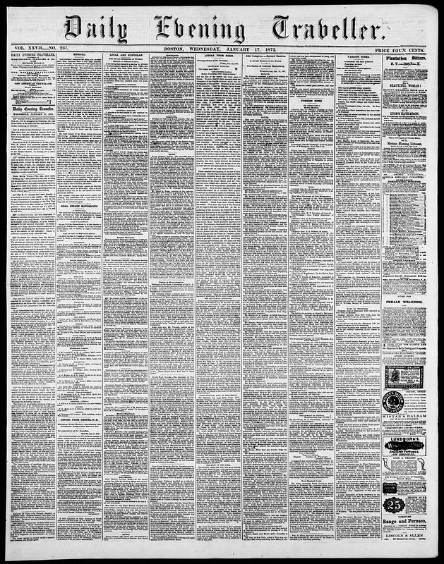 Daily Evening Traveller. January 17, 1872 - Digital Commonwealth