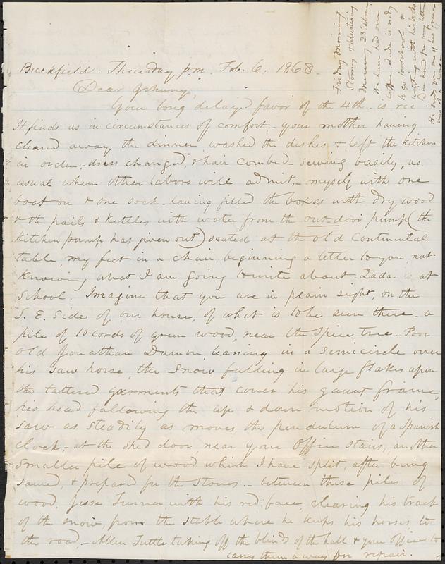 Letter from Zadoc Long to John D. Long, February 6, 1868 - Digital ...