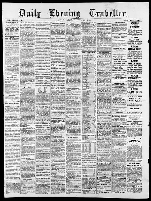 Daily Evening Traveller. April 24, 1875 - Digital Commonwealth