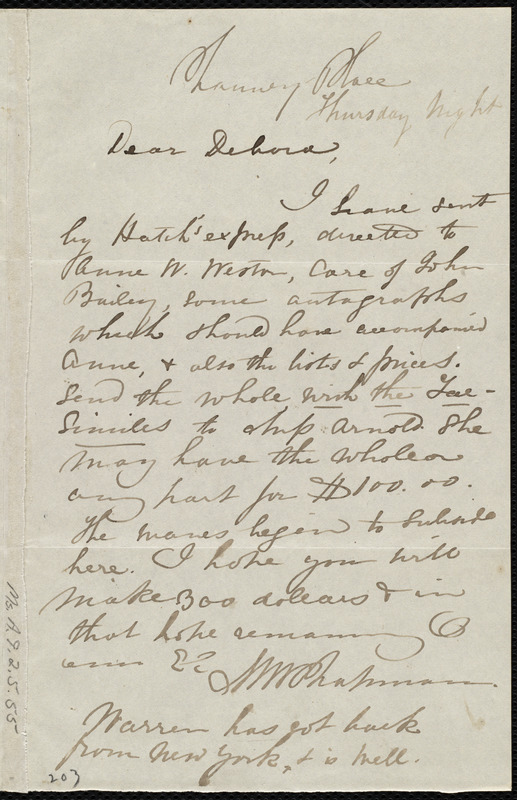 Letter from Maria Weston Chapman, Chauncy Place, [Boston, Mass.], to ...