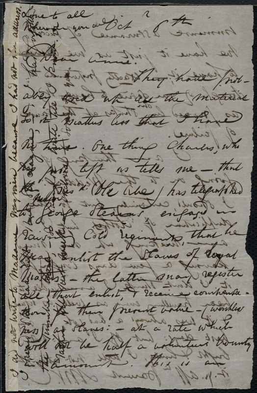 Letter from Maria Weston Chapman to Anne Greene Chapman Dicey, Oct. 6th ...