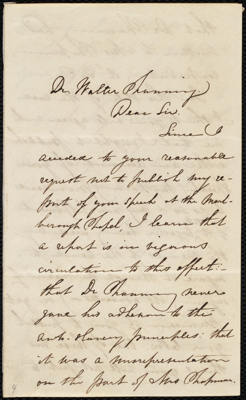 Letter from Maria Weston Chapman to Walter Channing - Digital Commonwealth