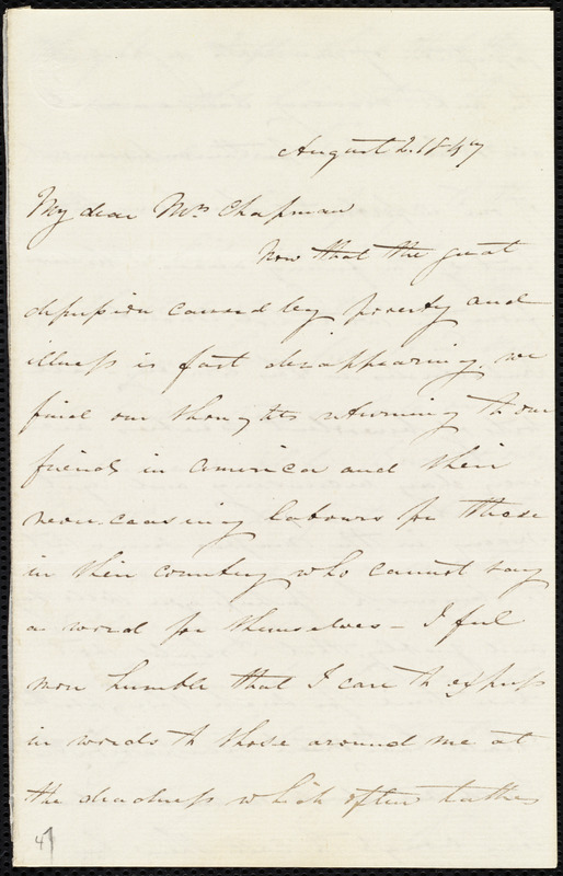 Letter from Isabel Jennings, [Cork, Ireland?], to Maria Weston Chapman ...