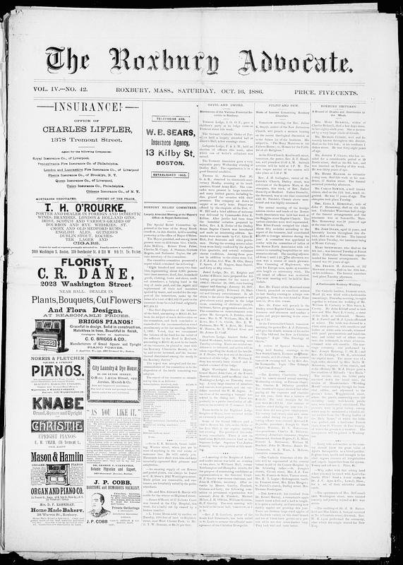 The Roxbury Advocate. October 16, 1886 - Digital Commonwealth