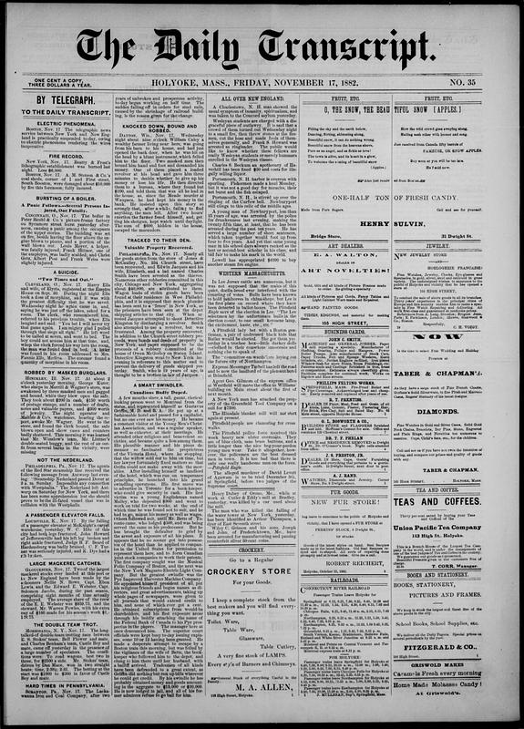 The Daily Transcript. November 17, 1882 - Digital Commonwealth