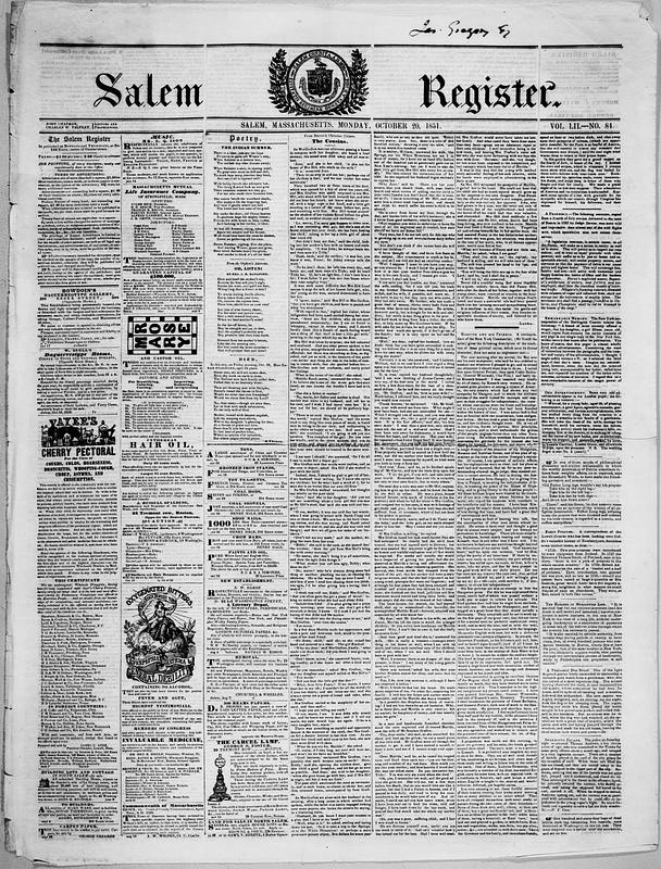 Salem Register. October 20, 1851 - Digital Commonwealth