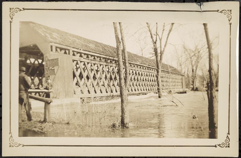Pepperell covered bridge and flooded Nashua River - Digital Commonwealth