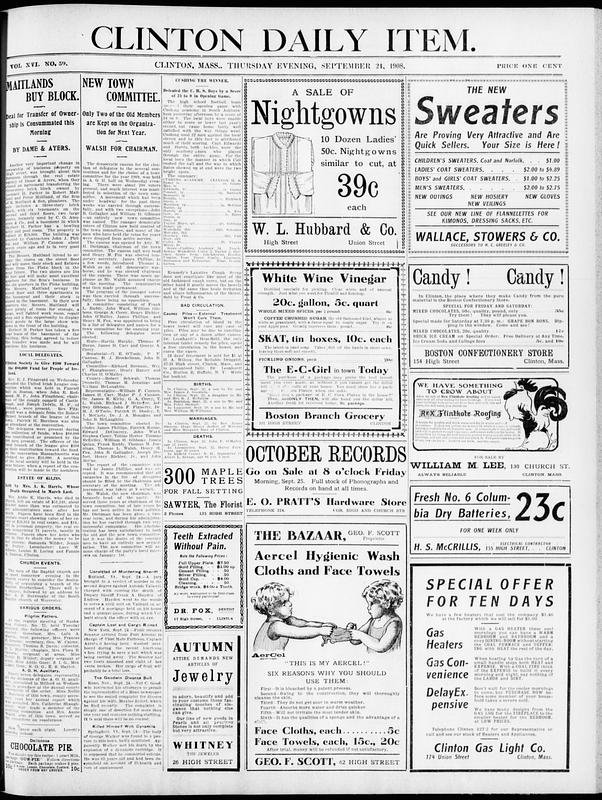Clinton Daily Item. September 24, 1908 - Digital Commonwealth
