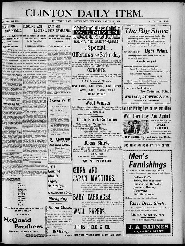 Clinton Daily Item. March 18, 1905 - Digital Commonwealth