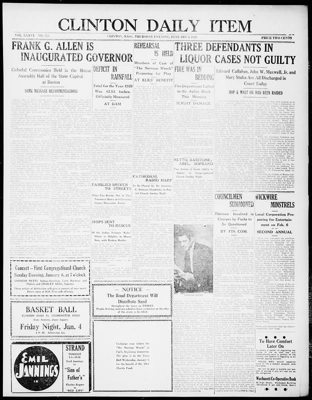 Clinton Daily Item. January 03, 1929 - Digital Commonwealth