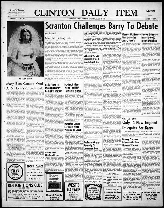 Clinton Daily Item. July 13, 1964 - Digital Commonwealth