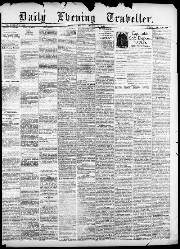 Daily Evening Traveller. March 03, 1876 - Digital Commonwealth