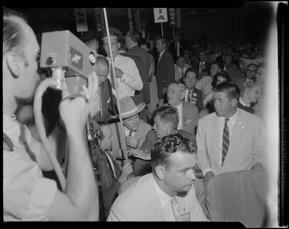 JFK on convention floor in Chicago - Digital Commonwealth