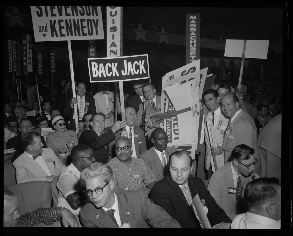 JFK supporters on convention floor - Digital Commonwealth
