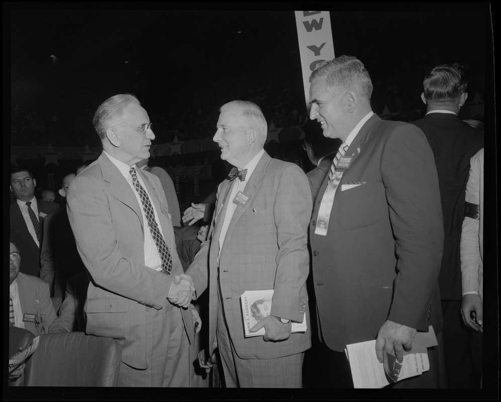 JFK supporters on convention floor in Chicago - Digital Commonwealth