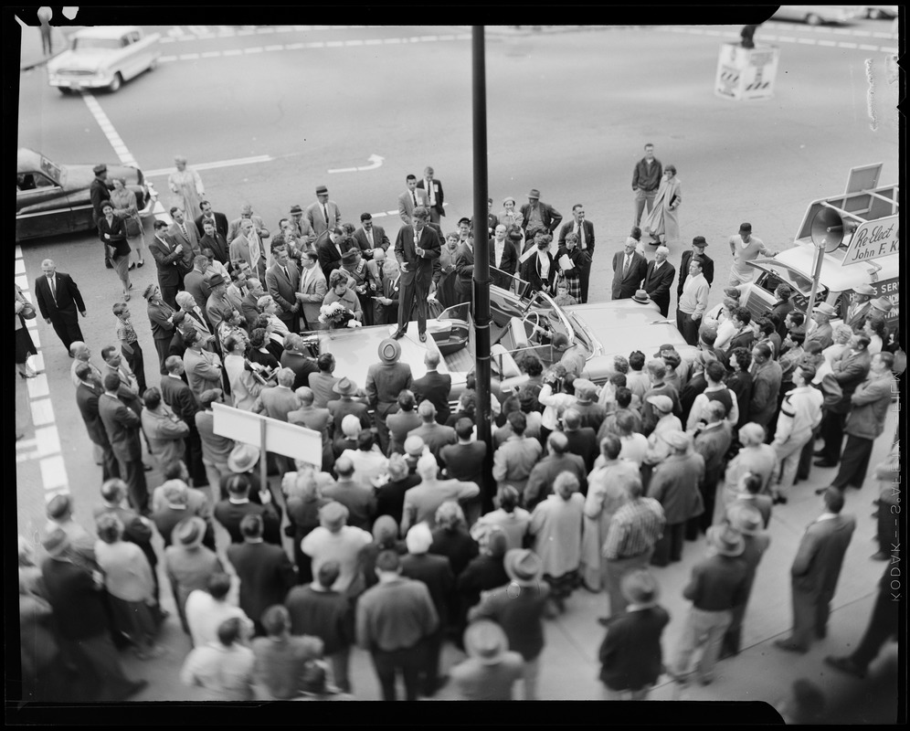 JFK speaks to crowd from convertible during Senate campaign - Digital ...
