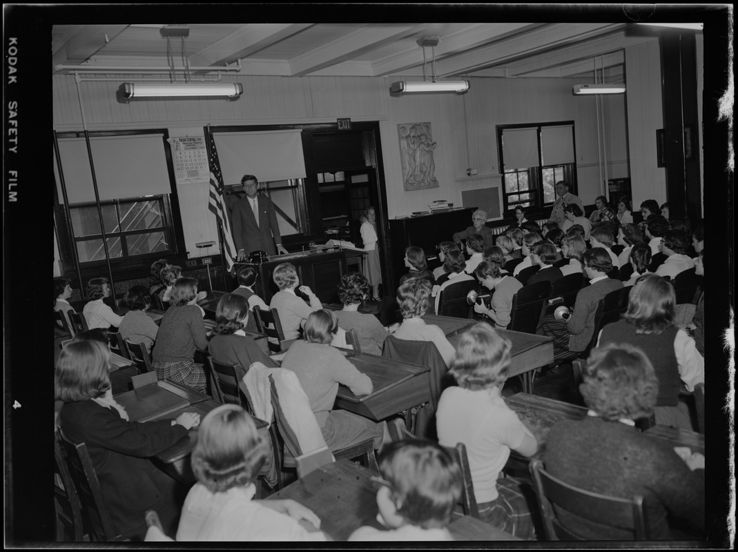 JFK visits schools during his campaign for Senate - Digital Commonwealth