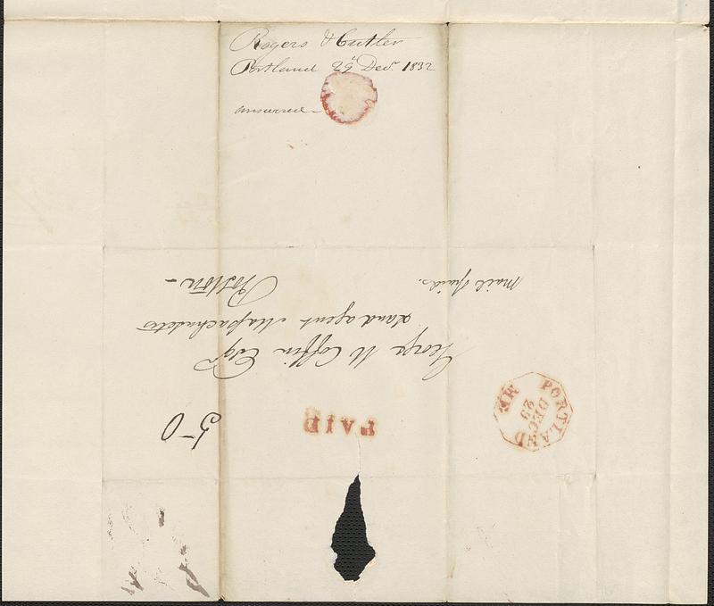 Roger and Cutler to George Coffin, 29 December 1832 - Digital Commonwealth