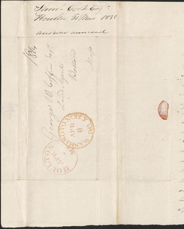 Samuel Cook to George Coffin, 31 March 1838 - Digital Commonwealth