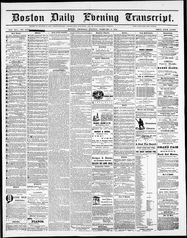 Boston Daily Evening Transcript. February 08, 1872 - Digital Commonwealth